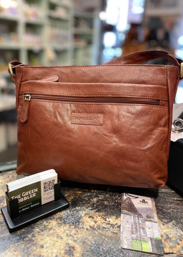 Rowallan Rectangular Shoulder Bag in Rustic Cognac Leather | The Green ...