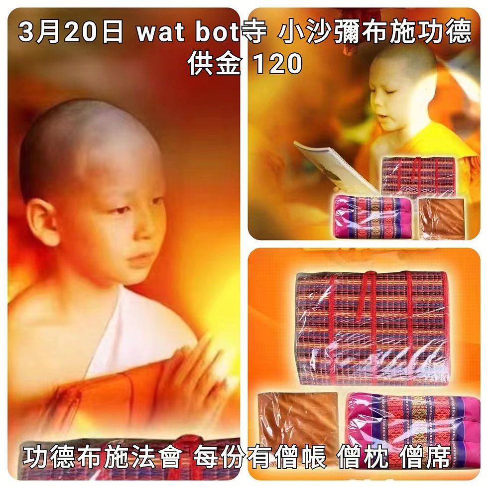 2024年3月20日 wat bot 小沙彌布施功德 | MYYTHAII泰國佛牌法事