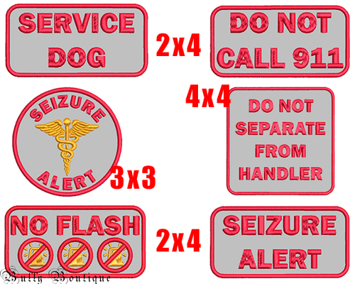 Seizure Alert Service Dog Digital Embroidery Patches Files | Bully Boutique