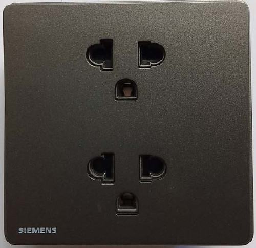 DELTA arina, socket,16AX, 250V, Duplex Round/Flat 3-Pin Universal, Dark ...