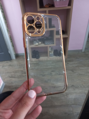 Clear iPhone 12 pro max cover with gold border(PC48) | The Beauti Box SA