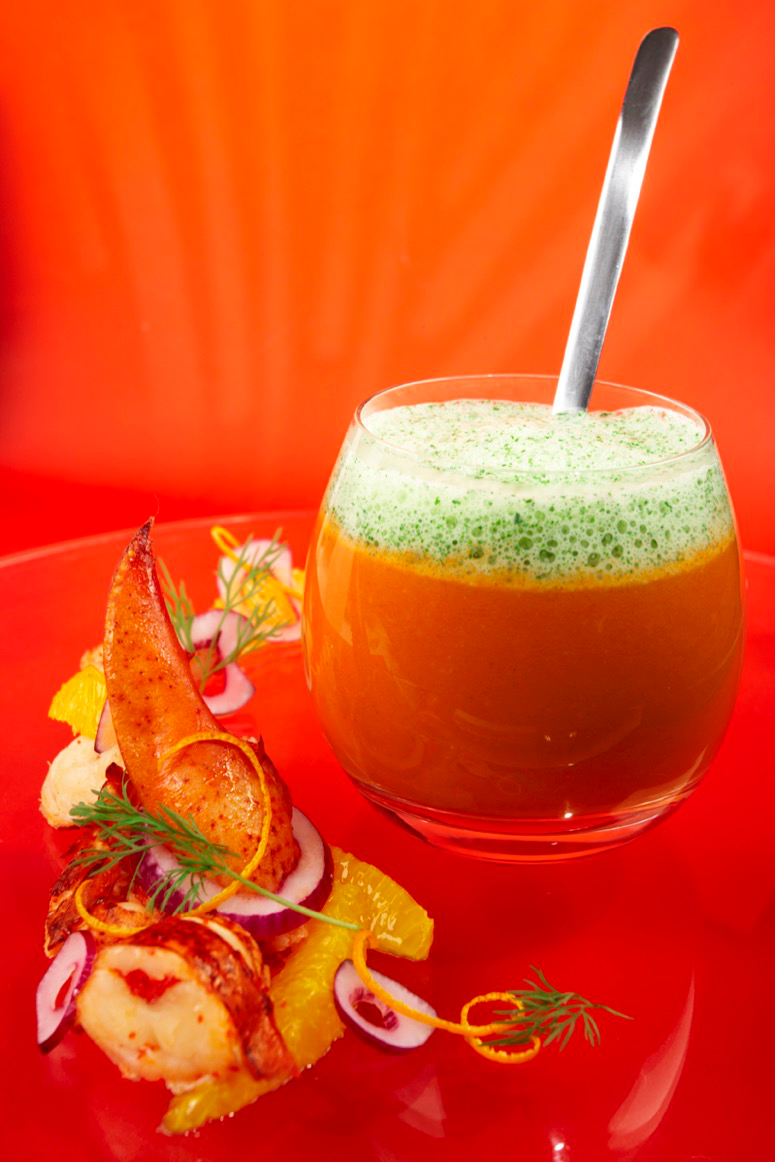 Hummerbisque med dillskum og appelsin