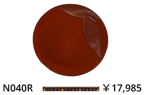 Large Plate 7 inch; Dark Vermilion | 鎌倉彫EC通販サイト