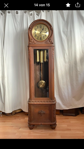 German made Embee 3 Weight Round Top Grandfather Clock | Eric's Clocks