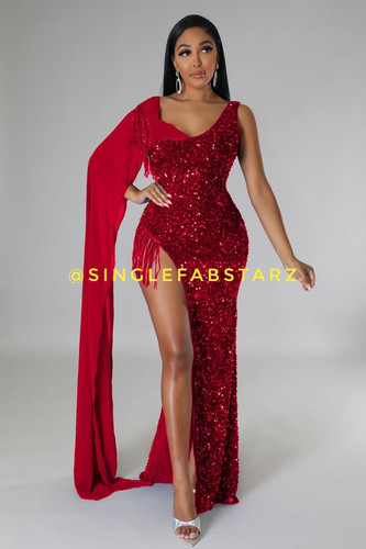 BLAZE RED SEQUIN DRESS | Single Fabstarz