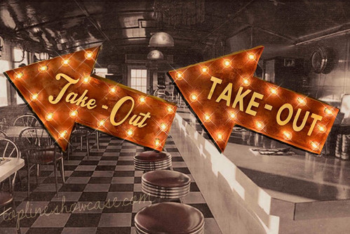 "TAKE OUT" Marquee Arrow Sign | Restaurant Signs Nashville