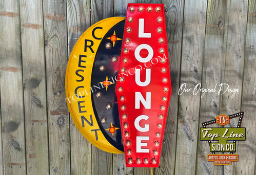 Crescent Lounge Sign, vintage style sign, marquee sign | ARTFUL SIGN MAKING