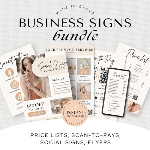 Editable Payment Sign Template Bundle Printable | Creative Minds