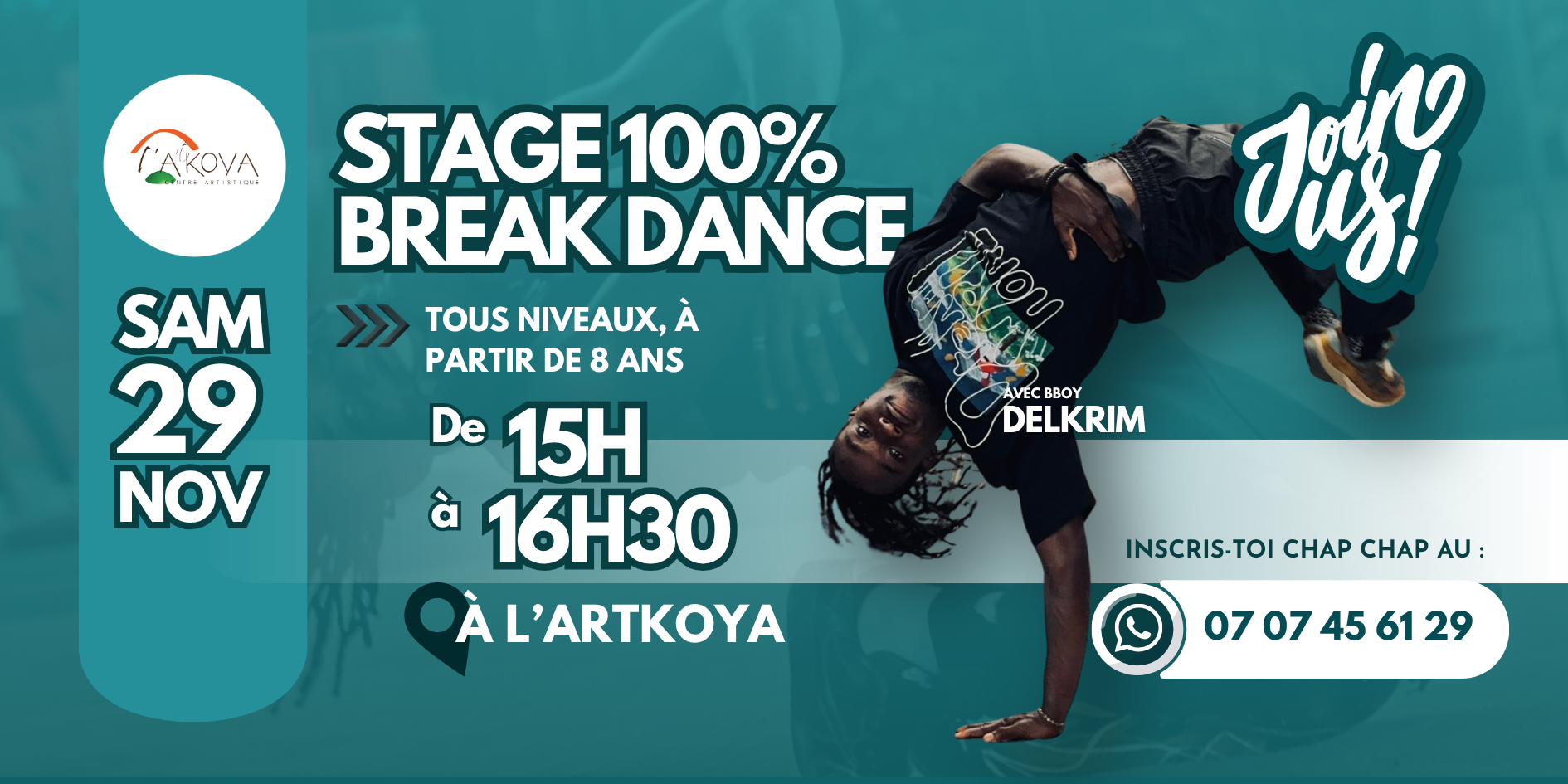 Stage breakdance 2 eme session samedi 29 novembre 2025