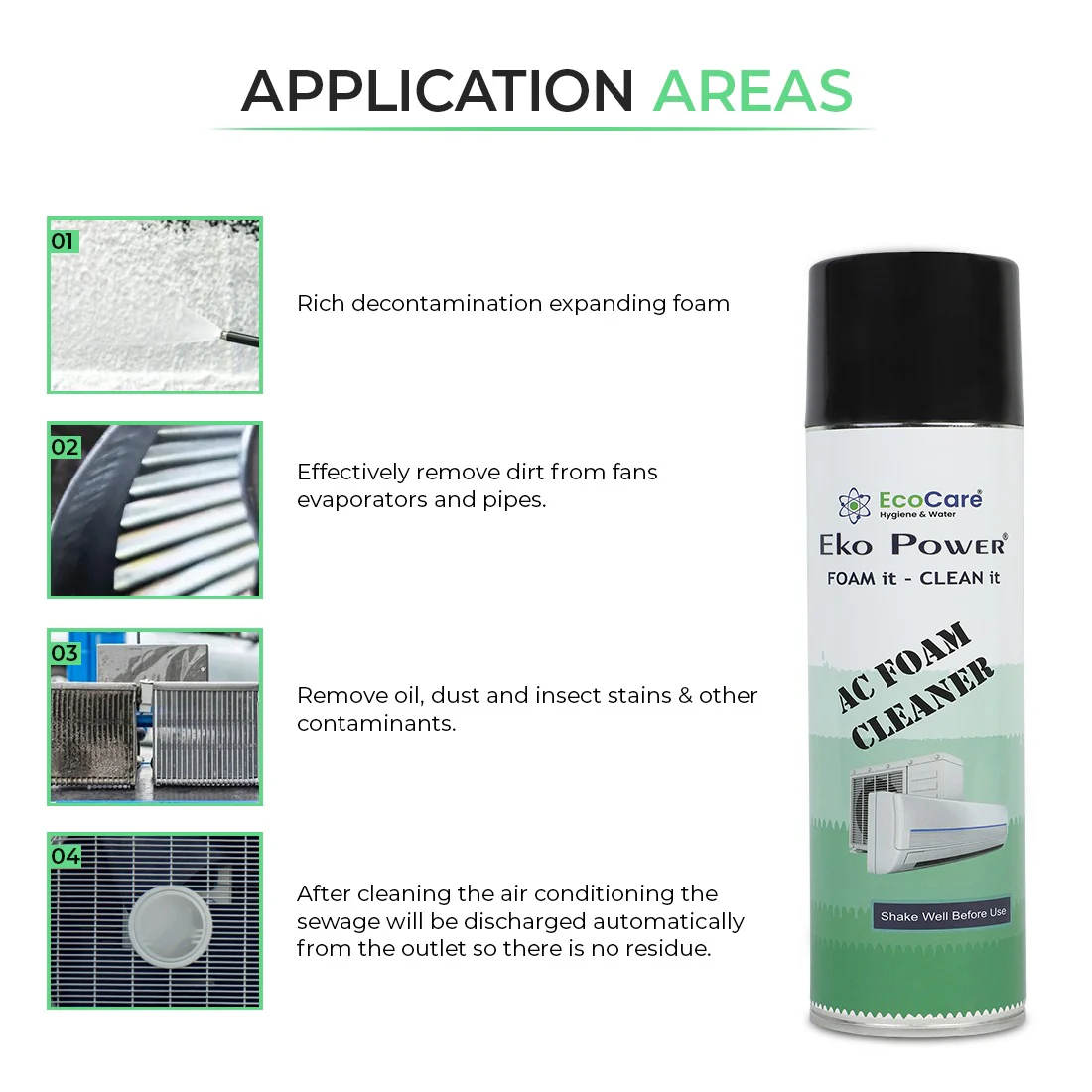 Eko Power AC Foam Cleaner: Safe and Eco-friendly cleaner| 500ml ...