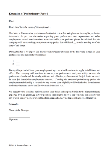 Notice of Extension of Probation period | BusinessDocs