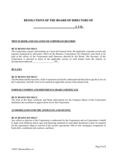 First Resolution of the Shareholders - Permanent Directors and Account ...