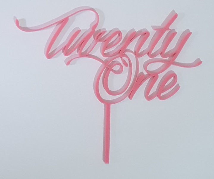 Twenty One Script Cake Topper | wooden-letters