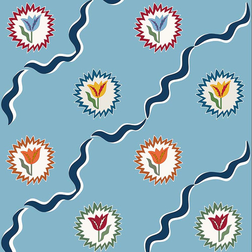 Tulips of Belgravia Wallpaper - Blue | Ottoline