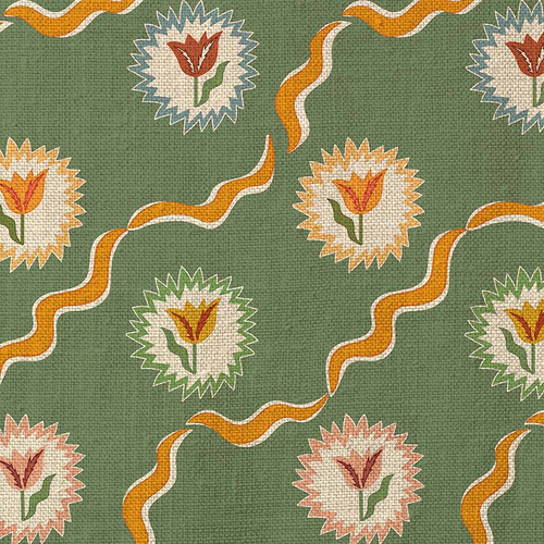 Tulips of Belgravia Fabric - Green | Ottoline