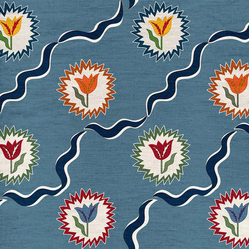 Tulips of Belgravia Fabric - Blue | Ottoline