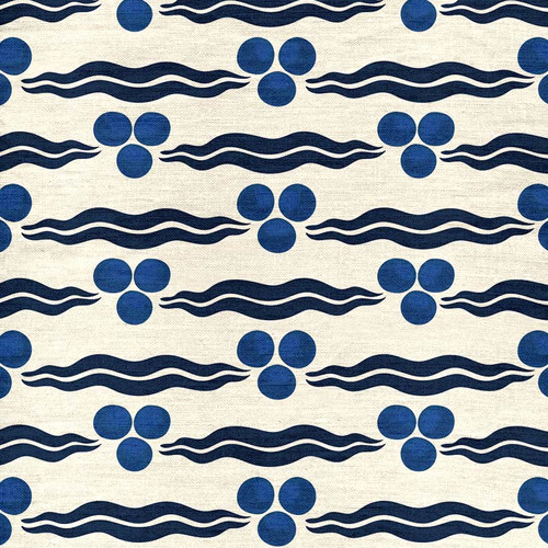 Chintamani Fabric - Cream and Navy Blue | Ottoline
