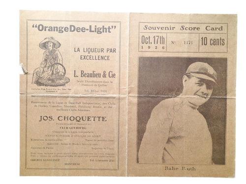 Babe Ruth Signed Scorecard 1926 Barnstorming Montreal JSA | True Hit King