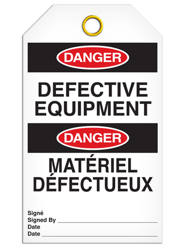 BILINGUAL DANGER - Defective Equipment | INCOM Manufacturing