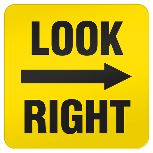 ArmorStripe® Floor Sign: Look Right | INCOM Manufacturing