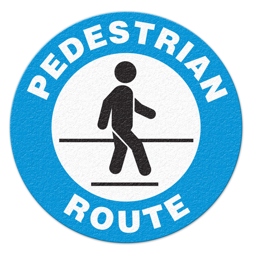 Anti-Slip Floor Sign: Pedestrian Route (17" Circle) | INCOM Manufacturing