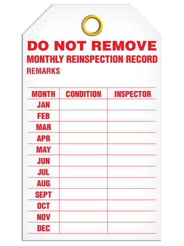 Inspection Tag: Monthly Reinspection Record Dates | INCOM Manufacturing