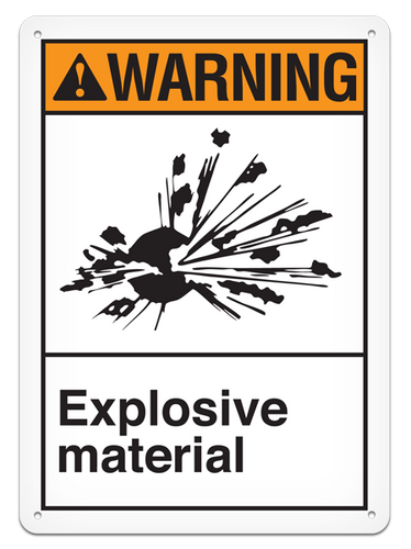WARNING (ANSI) Safety Sign: Explosive Material | INCOM Manufacturing