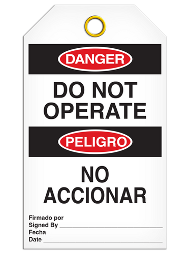 BILINGUAL ENGLISH/SPANISH DANGER - Do Not Operate | INCOM Manufacturing