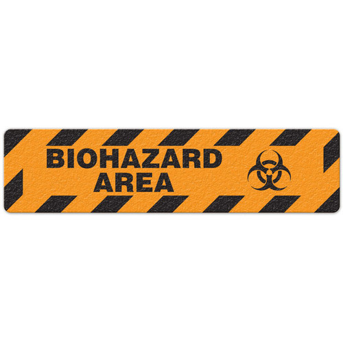 Anti-Slip Floor Sign: Biohazard Area (6" x 24") | INCOM Manufacturing