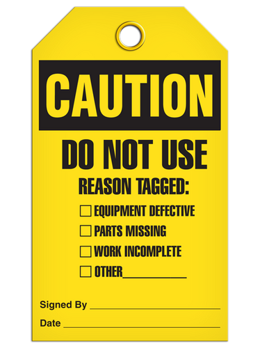 CAUTION Tag: Do Not Use Reason Tagged: ....... | INCOM Manufacturing