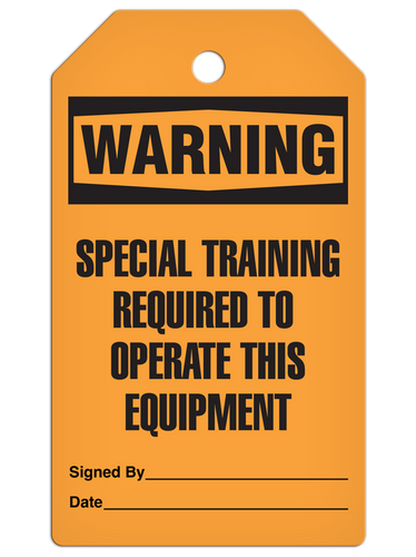 WARNING Tag: Special Training Required | INCOM Manufacturing