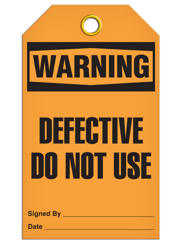 WARNING Tag: Defective Do Not Use | INCOM Manufacturing