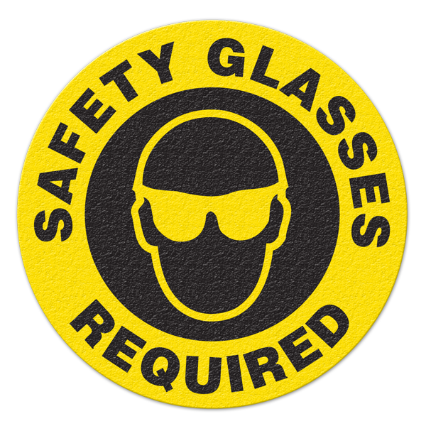 Anti-Slip Floor Sign: Safety Glasses Required (17" Circle) | INCOM ...