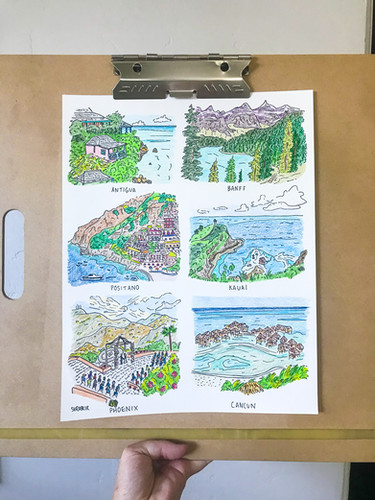 6 Places Drawing (11x14) | Sara Vrablik Art