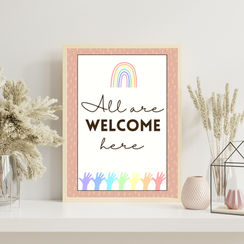 "All Are Welcome Here" Poster | I Heart School Psych