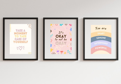 Affirmation & Self-Care Poster Bundle (Set of 3) | I Heart School Psych