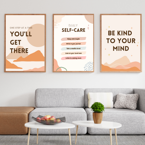 Self-Care, Kindness, Motivation Poster Bundle (Set of 3) | I Heart ...