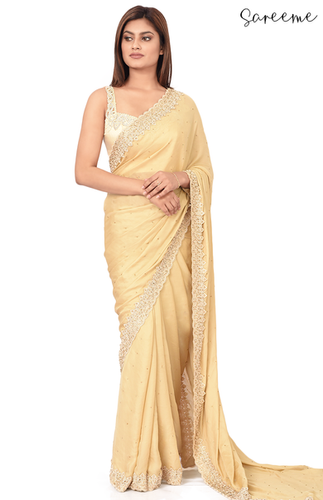Classic Gold Satin Saree | Sareeme