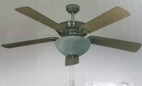 52" Basic ceiling fan with one light (Color: Brushed Nickel) | Yukon ...