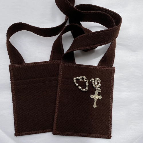 MANTLE OF MARY® Brown Scapular 4 x 5 inch Matching Wools Straps ...