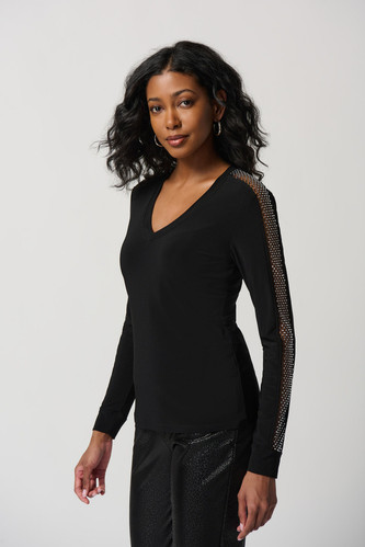 Mesh Rhinestone Inserts Top | Cavery