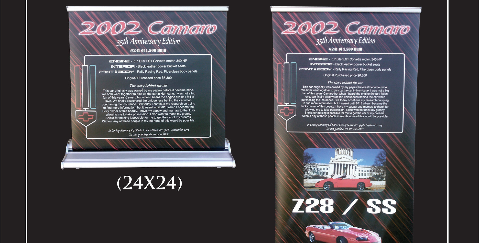 24" 2 Stage Retractable Two Signs in ONE! | Car Show Depot