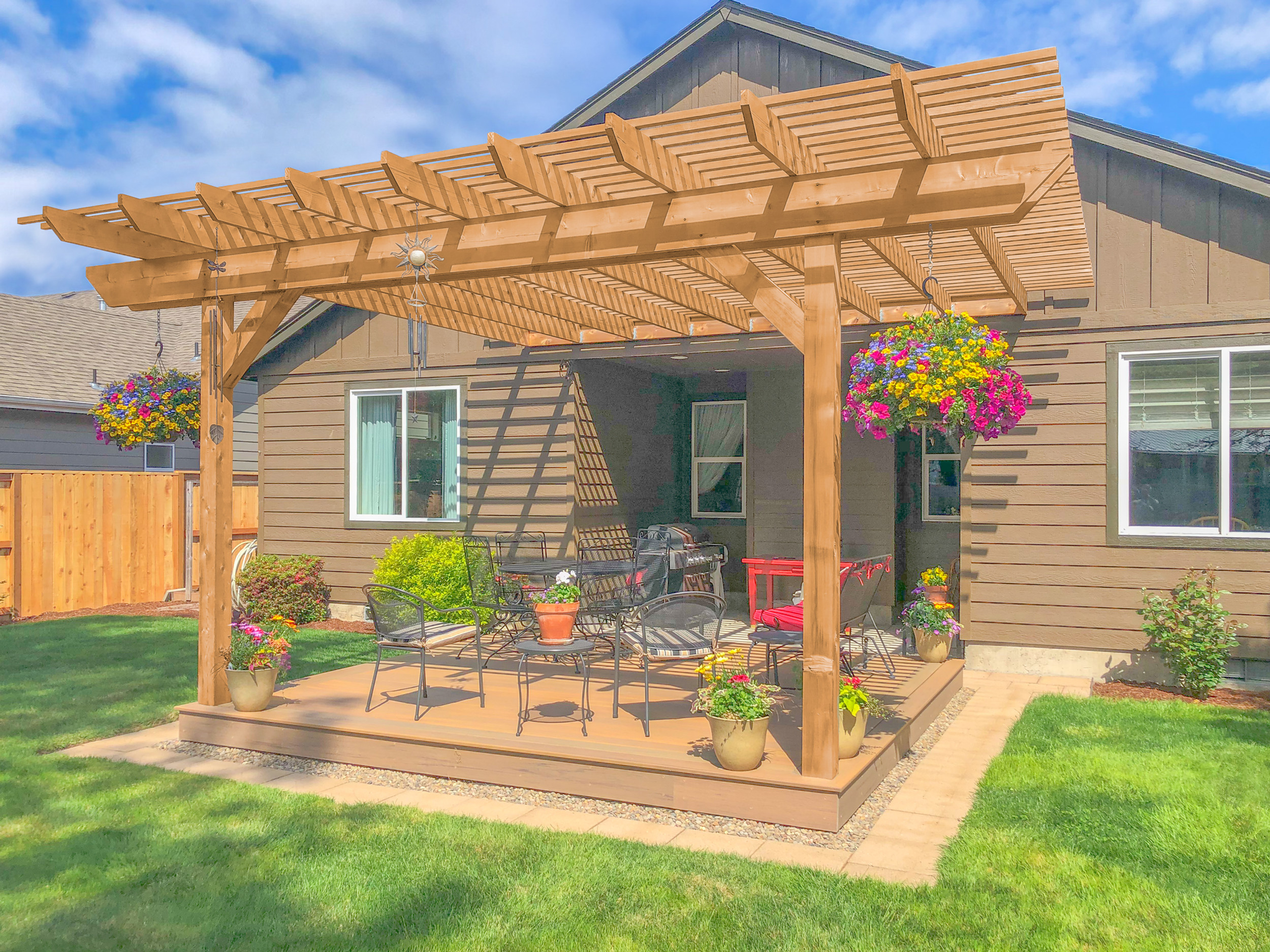 TnT Builders | Cedar Pergola with Timbertech Deck