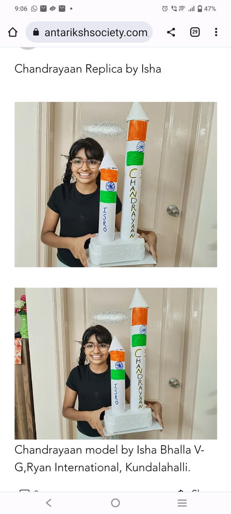 Chandrayaan model by Isha Bhalla | Antariksh Society
