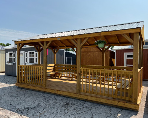 12x20 Large Rectangle Gazebo with Benches | The Shed House LLC