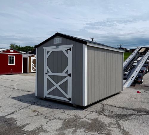 8x12 Light Gray Standard Utility Building | The Shed House LLC