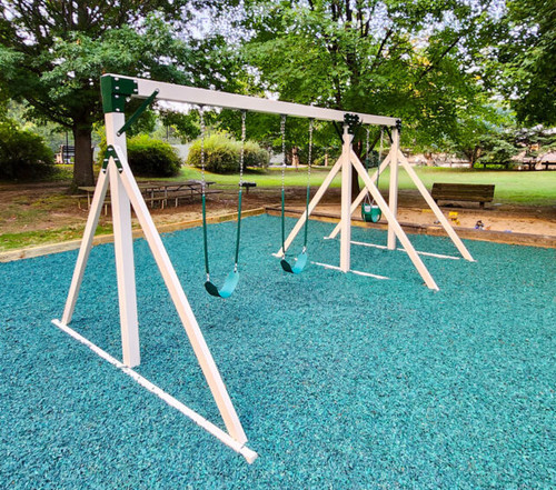 Free Standing Vinyl Commercial Swing Set | The Shed House LLC