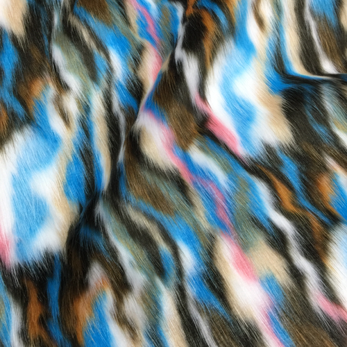 Stripe Rainbow Faux Fur Fake Fabric for Crafts | AmakerCraft