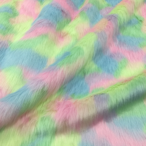 Light Color Rainbow Faux Fur Fake Fabric for Crafts | AmakerCraft