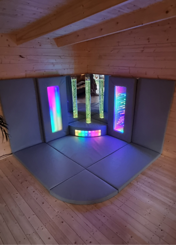 Modular Sensory room Corner 1830 X 1830 LED plinth Bubble Tube Infinity Mirror L | Playfix